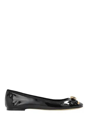 Versace Leather Ballet Flats - Black