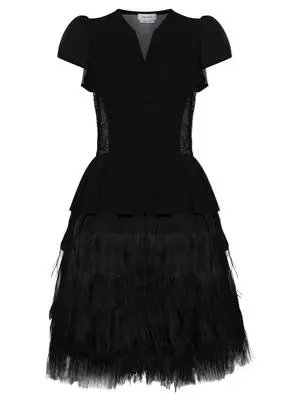 Alexander McQueen Silk Mini Dress - Black