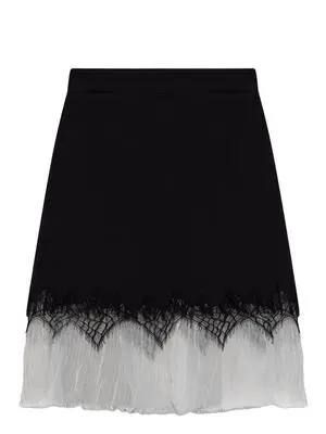 Alexander McQueen Lace Detail A-line Skirt - Black