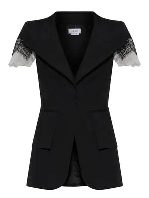 Alexander McQueen Vest With Lace And Fringe Detailing - Black