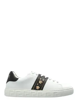 VERSACE Leather Sneakers With Gold Accents