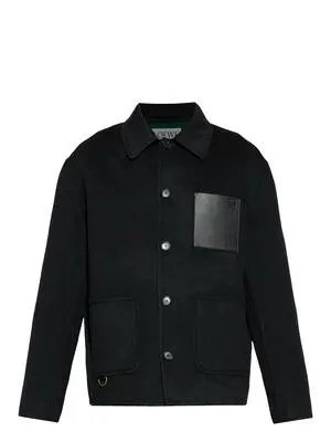 Loewe Wool And Cashmere Jacket With Embossed Logo - Black