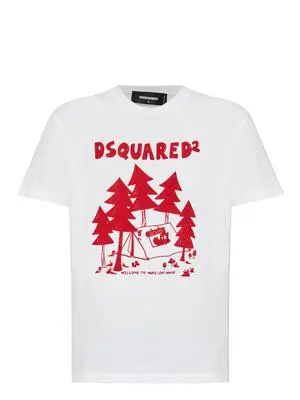 Dsquared2 Logo T-shirt With Velvet Finish - White