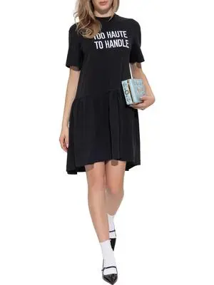 Moschino Embroidered Cotton Dress - Black