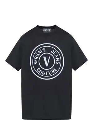 Versace T-shirt With A Velvet Finish Print - Black