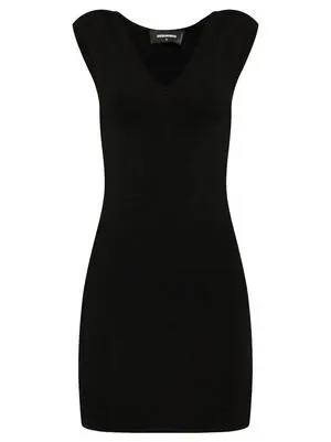 Dsquared2 Sleeveless Fitted Mini Dress With Logo Plaque - Black