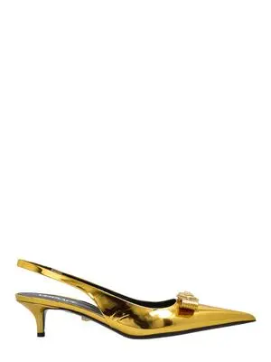 Versace Heeled Slingback Shoes - Gold