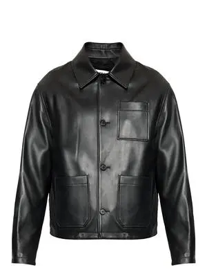 Loewe Embossed Logo Leather Jacket - Black