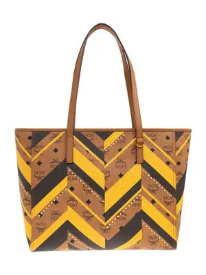 Mcm Monogram Shopper Bag - Brown