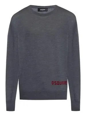 Dsquared2 Sweater With Logo And Velvet Finish - Grey