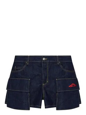 Dsquared2 Denim Shorts With 'icon' Embroidery - Navy Blue