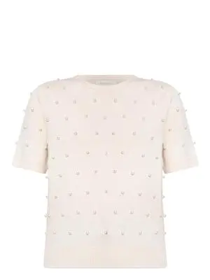 Zimmermann Hypnotic Pearl-embellished Wool Sweater - Cream
