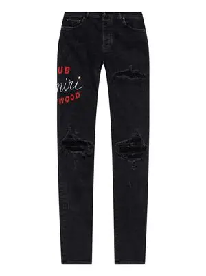 Amiri Slim Fit Jeans With Logo - Black