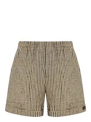 Bottega Veneta Check Pattern Shorts - Beige