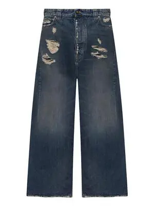 Balenciaga Vintage Effect Bootcut Jeans - Navy Blue