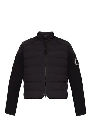 Moncler Cardigan With Quilted Down Front - Black