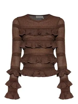 Zimmermann Ruffled Top - Brown