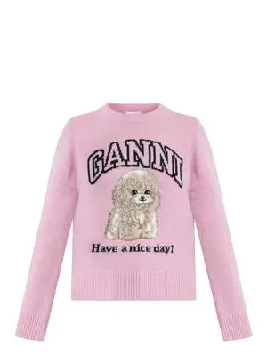 GANNI Logo Sweater - Pink