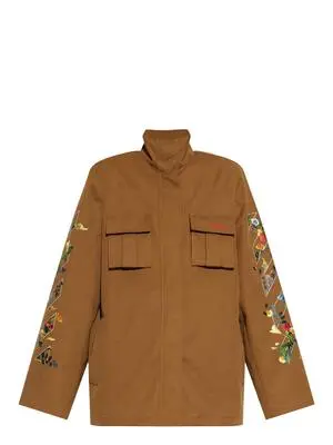 Off-White Loose-fit Jacket With Colorful Print - Brown
