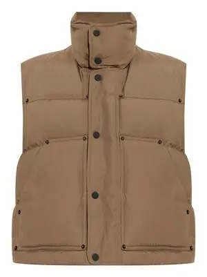 Dsquared2 Quilted Down Vest With Embossed Logo - Brown