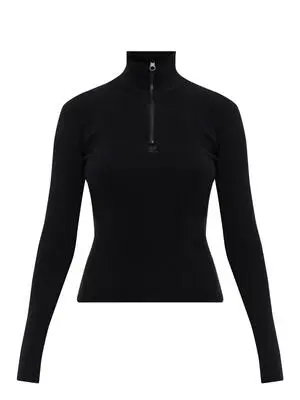 COURREGES Fitted Wool Half-zip Sweater - Black