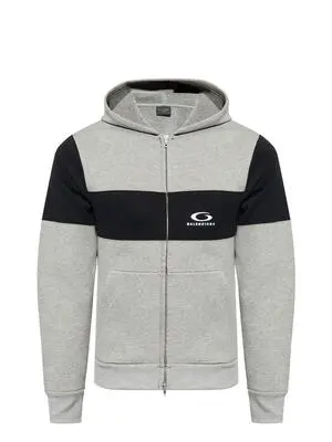 Balenciaga Logo Stripe Zip-up Hoodie - Grey