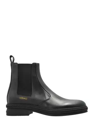 Versace Leather Chelsea Boots - Black