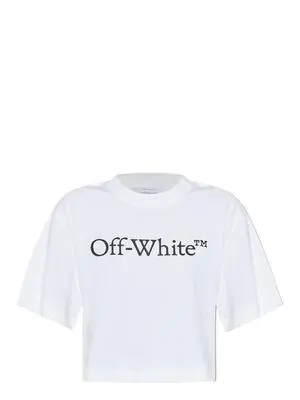 Off-White T-shirt With Printed Logo - White