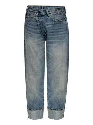 R13 Cuffed Boyfriend Jeans - Blue