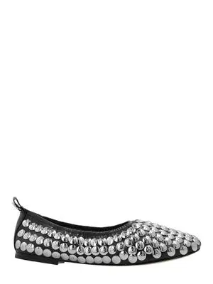 Tory Burch Leather Ballet Flats With Studs - Silver