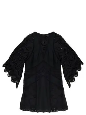ALLSAINTS Luci Mini Dress With Openwork Fabric - Black