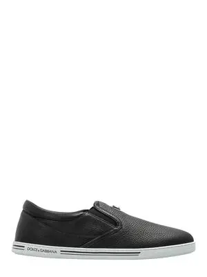 Dolce & Gabbana Leather Slip-on Sneakers - Black