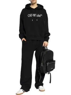 Off-White Hooded Pullover With Logo - Black