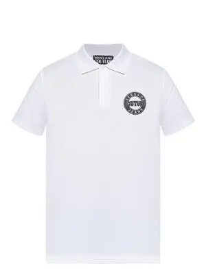 Versace Polo With Printed Logo - White