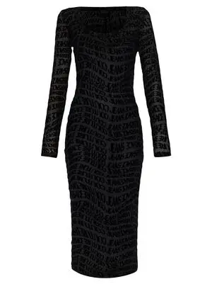 Versace Monogrammed Velvet Finish Dress - Black