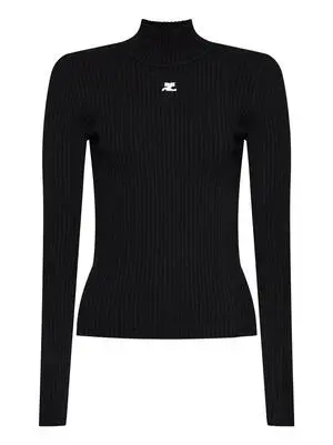 COURREGES Logo Turtleneck - Black