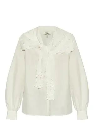 Chloé Cotton Shirt With Lace Trim - White