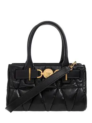 Versace Handbag With Quilted Pattern And Detachable Shoulder Strap - Black