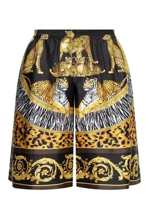 Versace Printed Silk Shorts - Multicolour