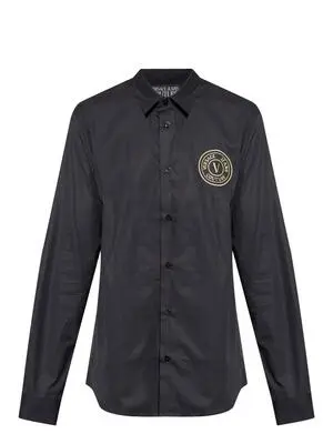 Versace Shirt With Embroidered Logo - Black