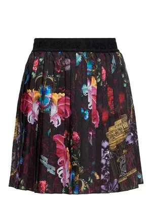 Versace Pleated Mini Skirt With Colorful Print - Black