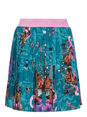 Versace Pleated Skirt With Floral And Butterfly Print - Blue