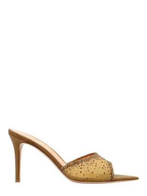 GIANVITO ROSSI Crystal-embellished Heeled Mules - Beige