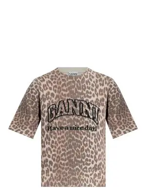 GANNI Animal Motif Sweater - Beige