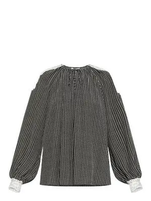 CHLOÉ Silk Blouse With Geometric Print And Lace Detail