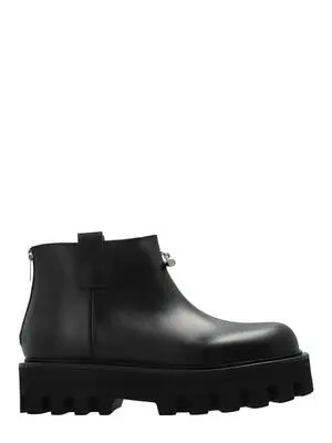 Alexander McQueen Leather Platform Ankle Boots - Black
