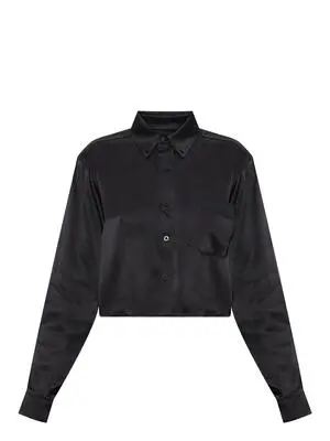 Alexander Wang Short Silk Shirt With Pocket - Black