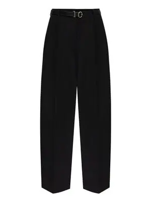 JIL SANDER Wool Wide-Leg Trousers With Leather Belt
