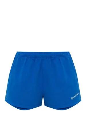 SPORTY & RICH Serif Logo Disco Shorts - Blue