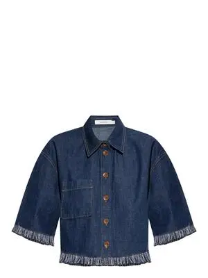 Zimmermann Fringed Denim Shirt - Navy Blue